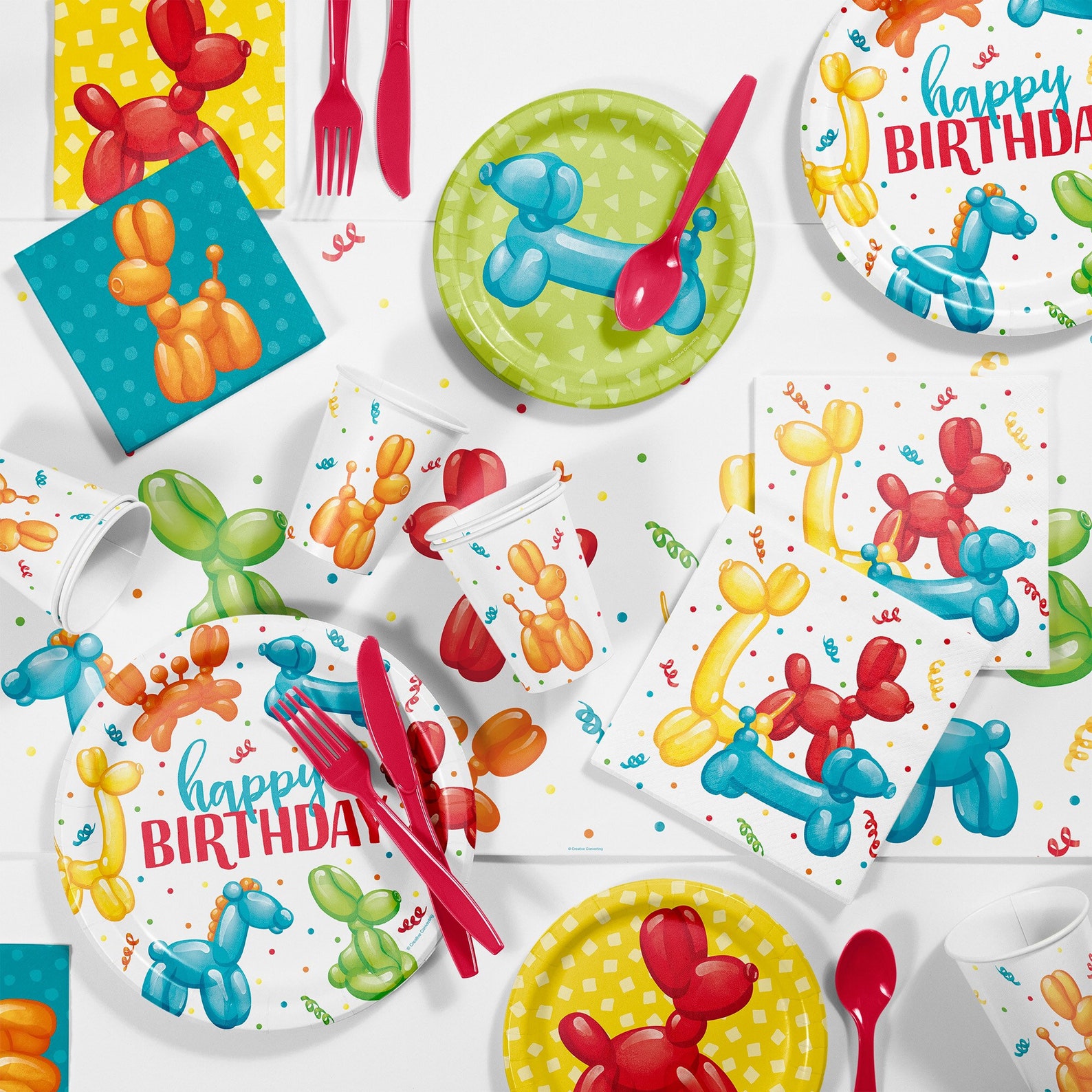 Party Balloon Animal Happy Birthday Dessert Paper Plates 8 | Etsy