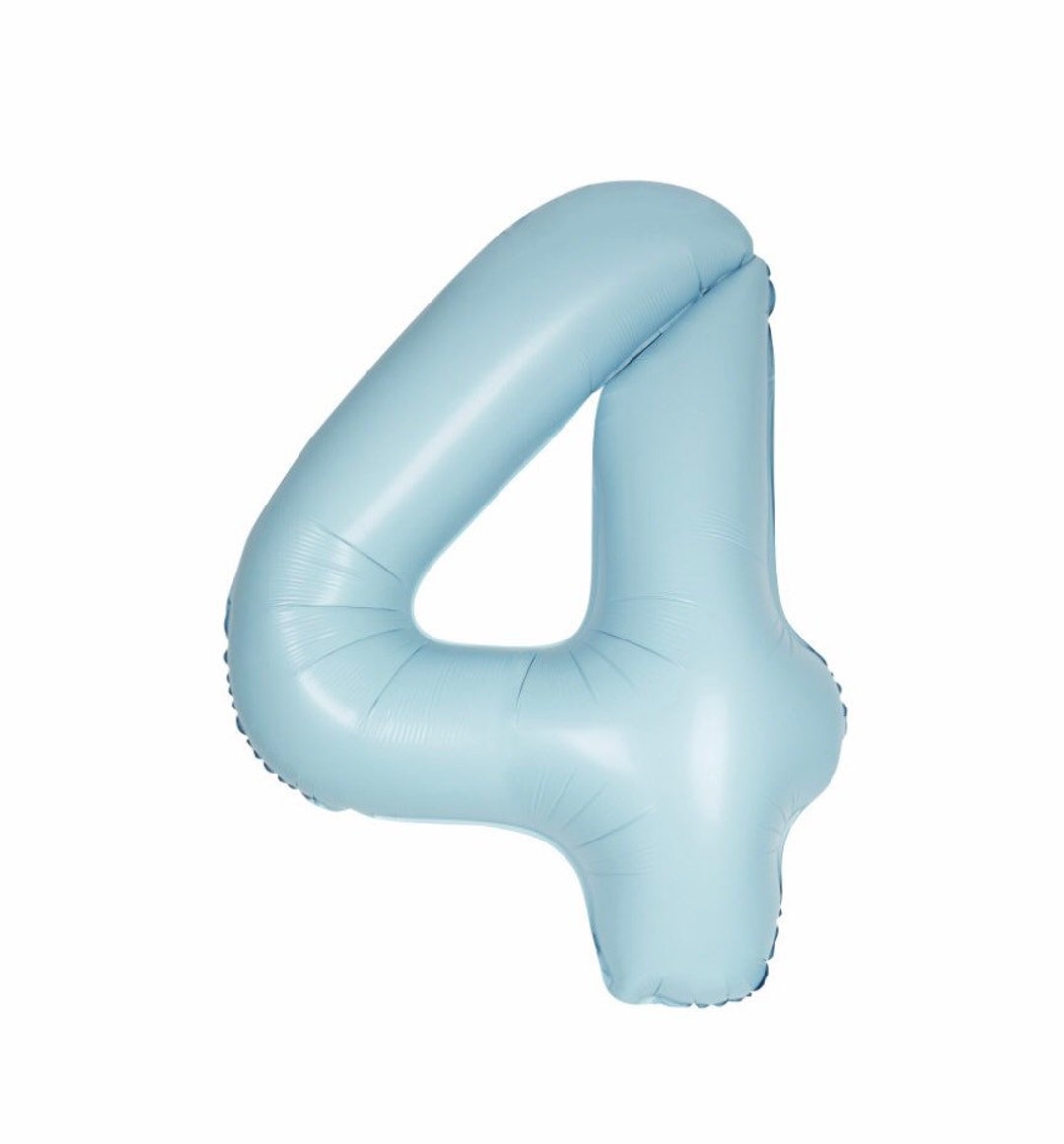 Matte Pastel Blue Number 4 Shaped Foil Balloon 34", Packaged - Etsy