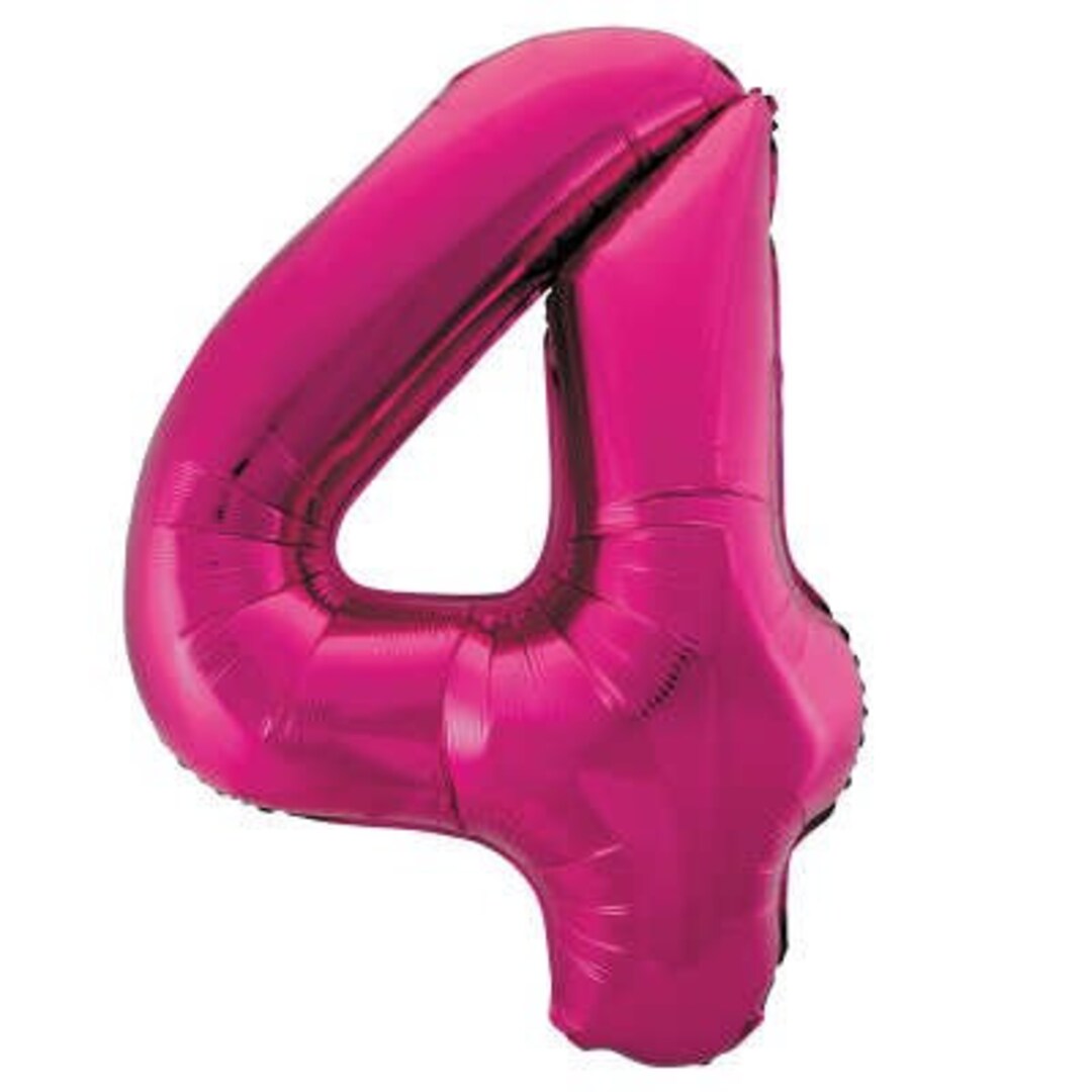 Hot Pink Number 4 Shaped Foil Balloon 34", Packaged - Etsy