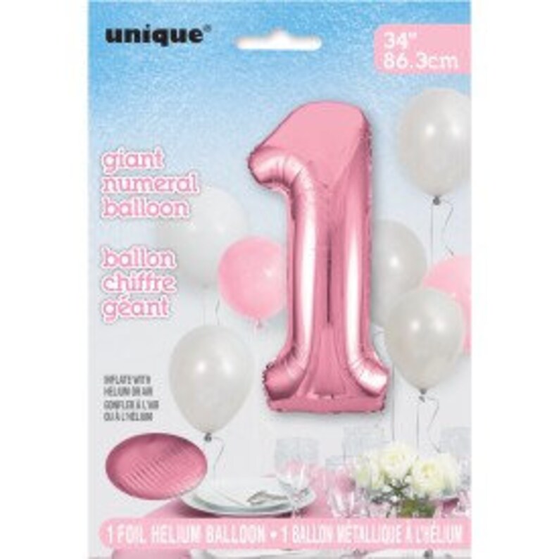 Pastel Pink Number 1 Shaped Foil Balloon 34 Packaged - Etsy