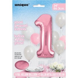 Pastel Pink Number 1 Shaped Foil Balloon 34 Packaged | Etsy