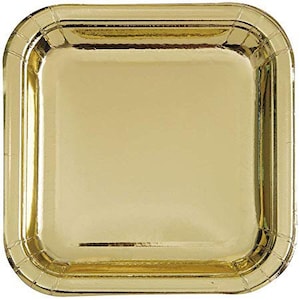 Gold Foil 9” Square Dinner Plates, Set of 8 Plates, Gold Tableware ...