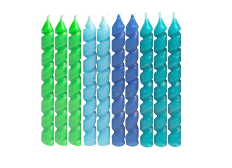 Blue & Green Spiral Birthday Candles, 10 Ct., Blue and Green Dinosaur ...