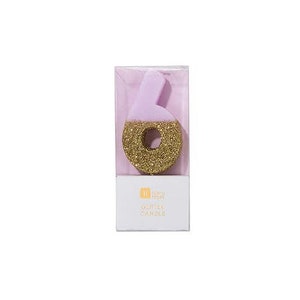 Pastel Pink and Gold Glitter Dipped 6 Candle, Birthday Candle - Etsy