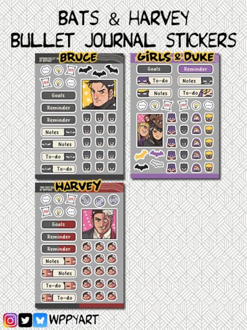 Bats & Harvey Bullet Journal Sticker Sheets - Etsy