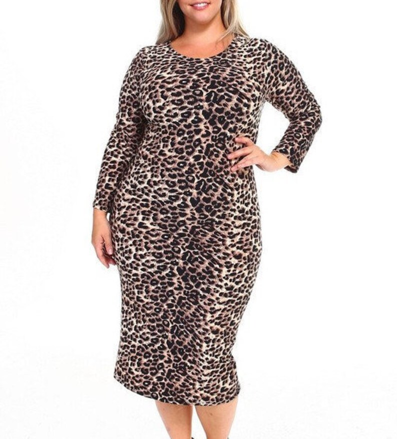 Women's Plus Size Sexy Leopard Animal Print Midi Dress XL 2XL 3XL Size ...