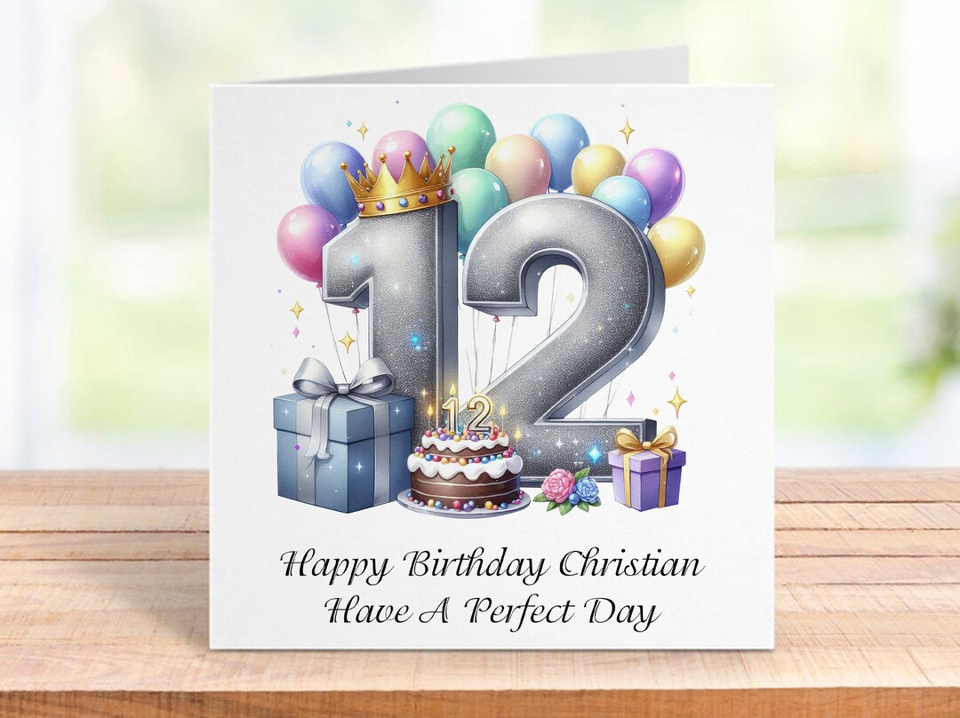 Personalised 12th Birthday Card With Balloons for A Special Boy or Girl ...