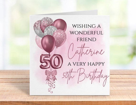 Personalised 50th Birthday Card Birthday Gift for A Special Woman Card With Balloon Design Etsy
