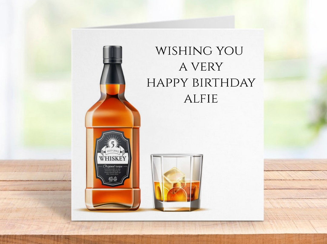 Personalised Birthday Card With Whiskey Design - Etsy UK