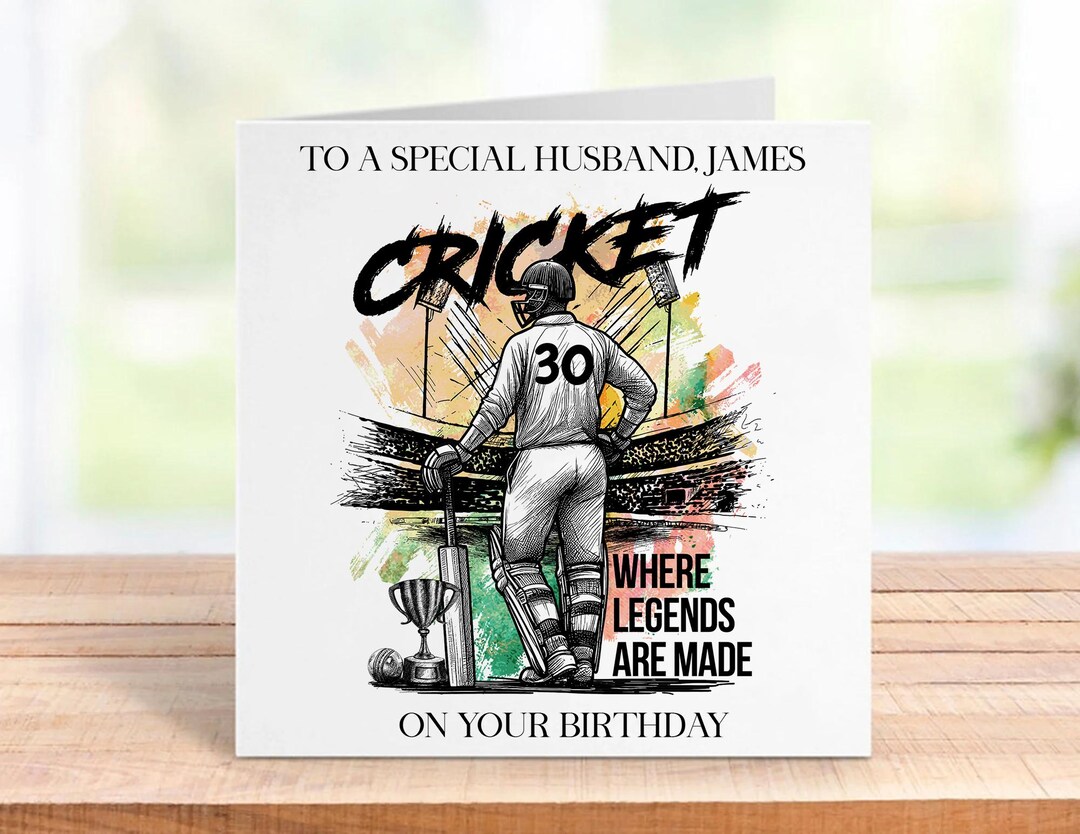 Personalised Cricket Birthday Card for Him, Sports Fan Card for Men ...