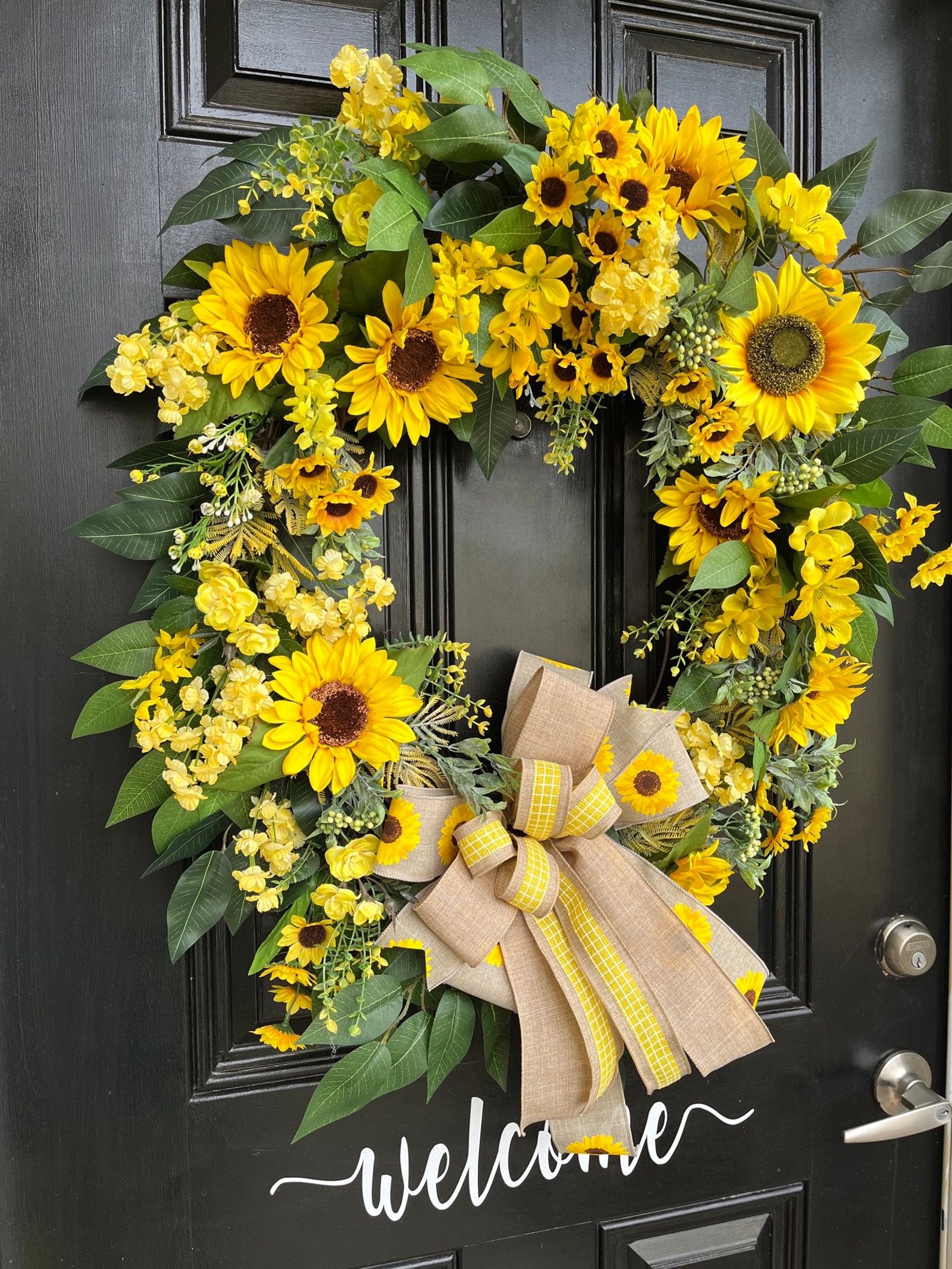 Sun Flower Wreath, Spring Wreath, Summer Wreath, Garden Wreath ...