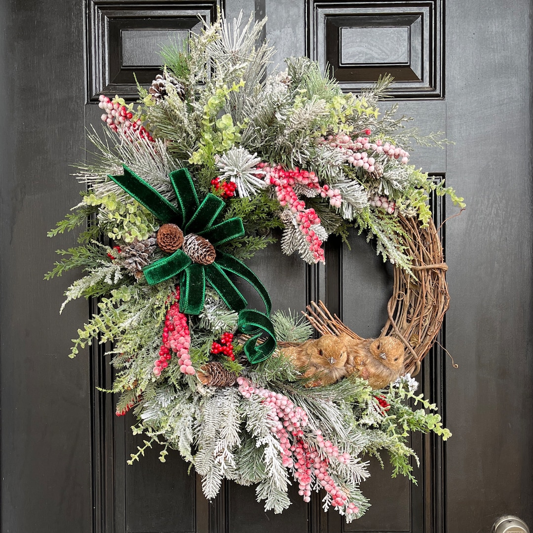 Rustic Winter Wreath, Traditional Wreath, Rustic Xmas Decor ...
