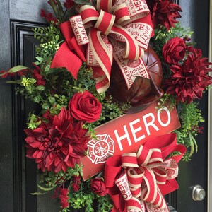 Fireman Wreath, Red Wreath, First Responder Wreath, Firerfighter Wreath ...