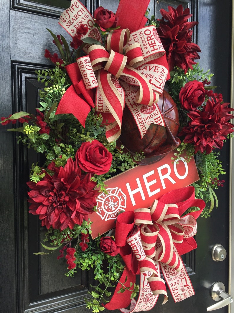 Fireman Wreath, Red Wreath, First Responder Wreath, Firerfighter Wreath ...