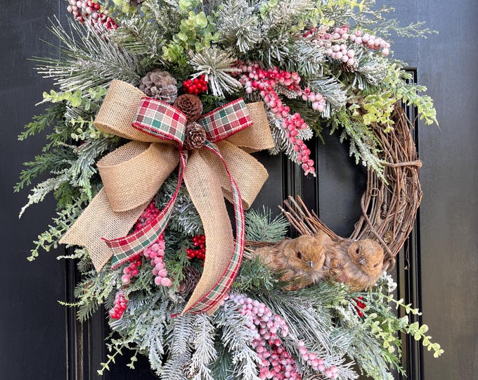 Rustic Winter Wreath, Traditional Wreath, Rustic Xmas Decor ...