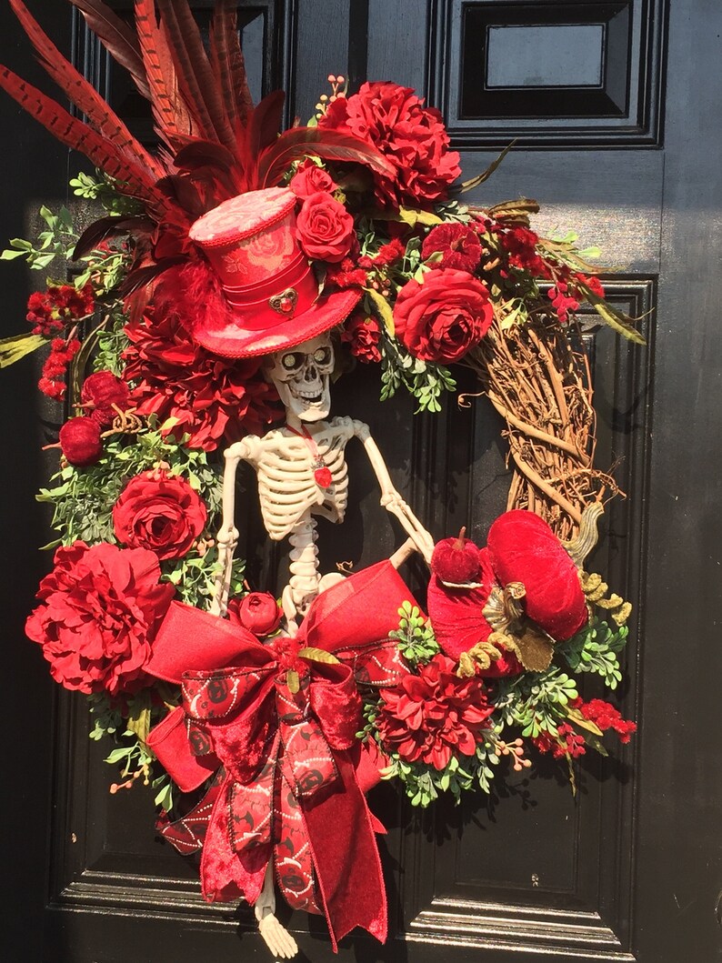 Mr Bones Skeleton Wreath Halloween Porch Decorspooky - Etsy
