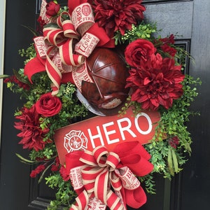Fireman Wreath, Red Wreath, First Responder Wreath, Firerfighter Wreath ...