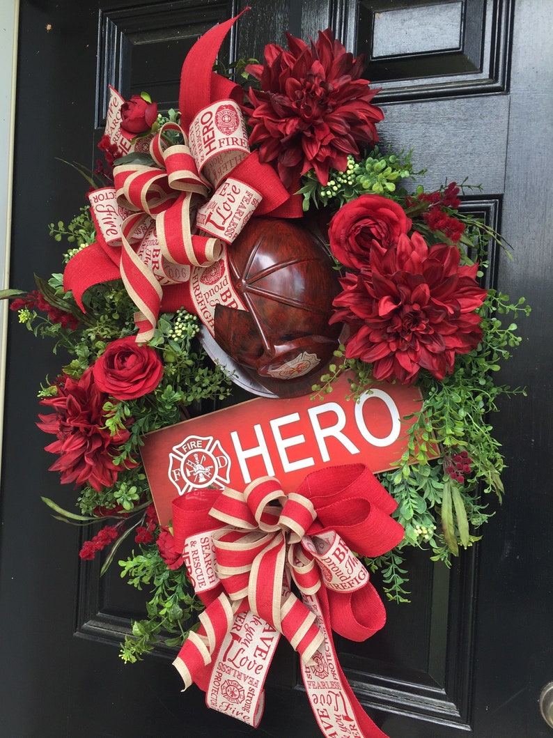 Fireman Wreath, Red Wreath, First Responder Wreath, Firerfighter Wreath ...
