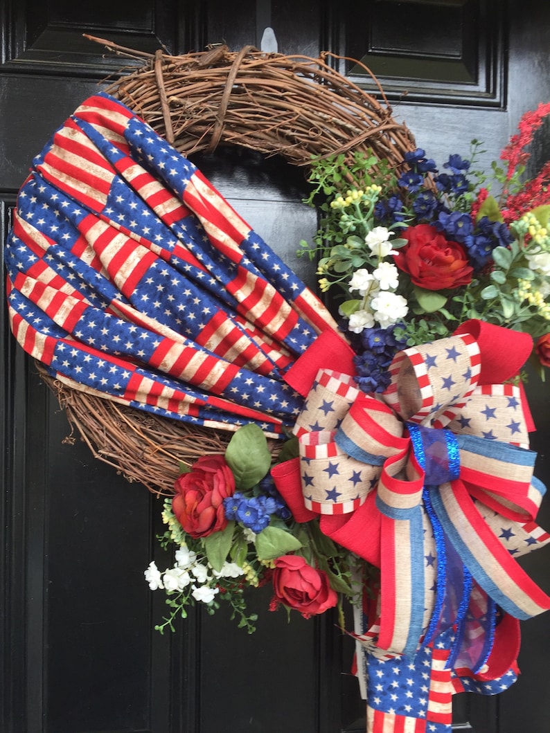 Patriotic Wreath, Fourth of July Wreath, Memorial Day Wreath, 4th of ...