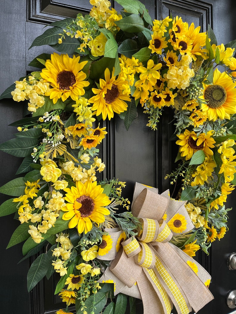 Sun Flower Wreath, Spring Wreath, Summer Wreath, Garden Wreath ...