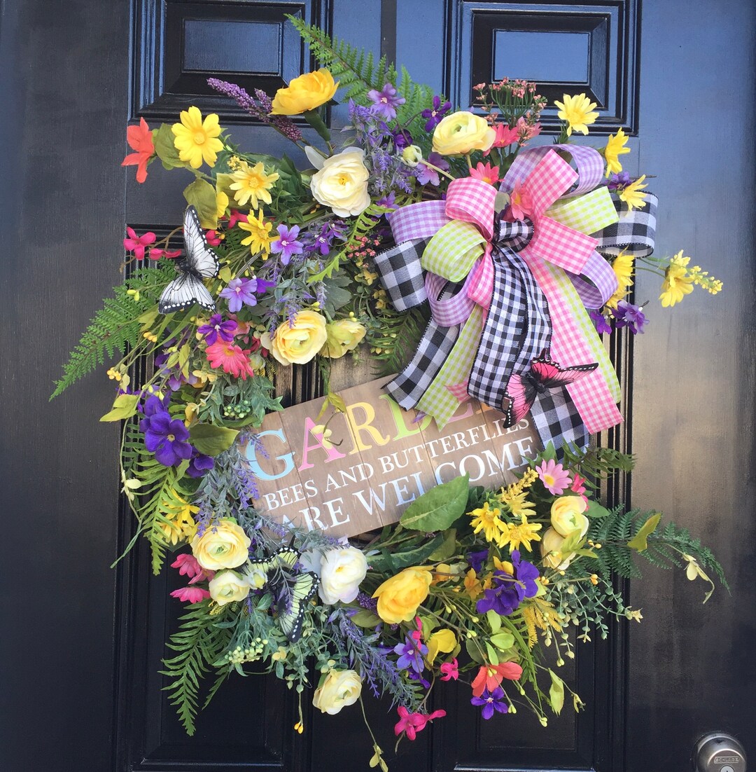 Spring Wreath, Spring Decor, Summer Decor, Porch Decor, Spring Door ...