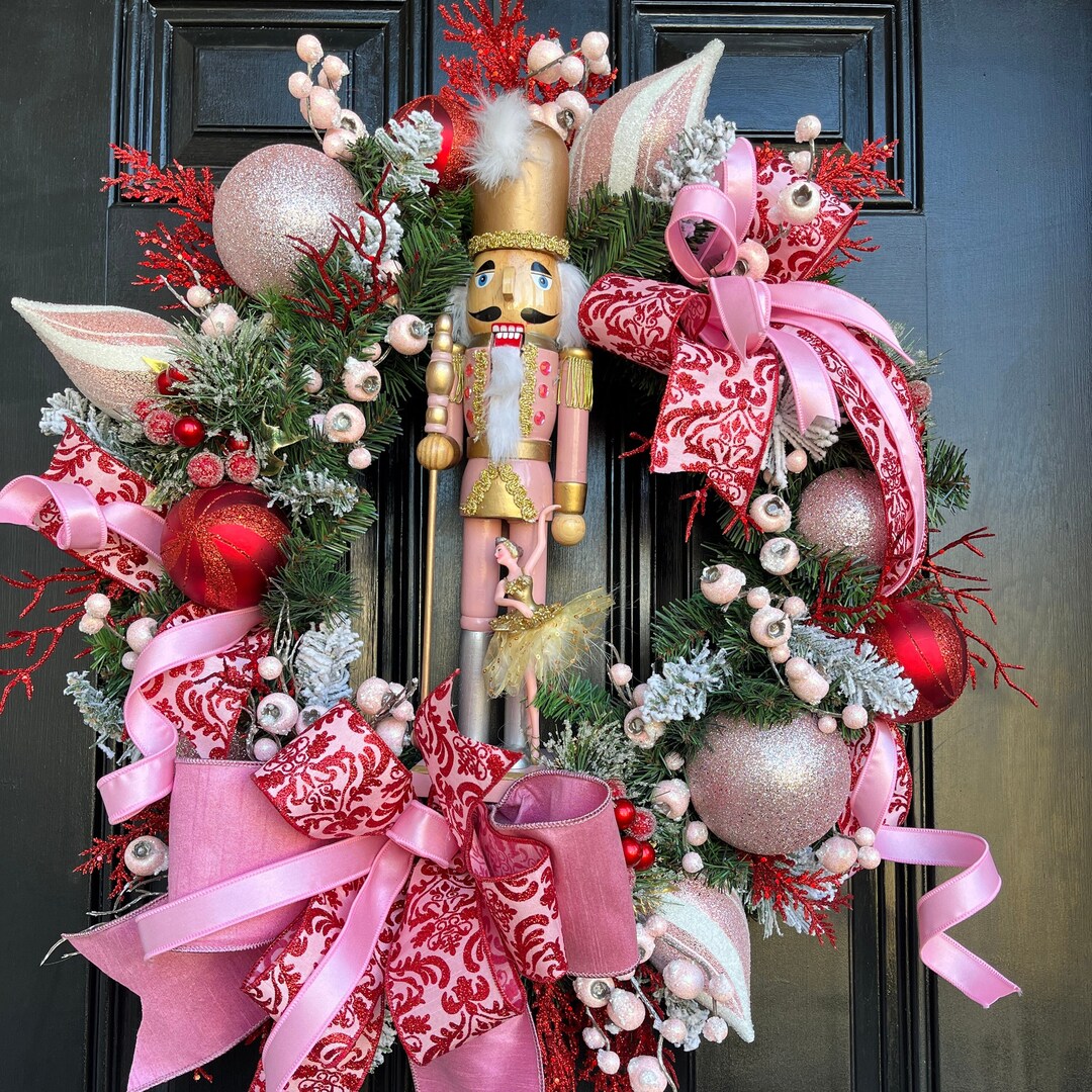 Christmas Nutcracker Wreath, Red Nutcracker Decor, Designer Wreath ...