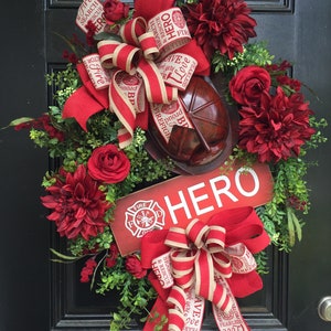 Fireman Wreath, Red Wreath, First Responder Wreath, Firerfighter Wreath ...
