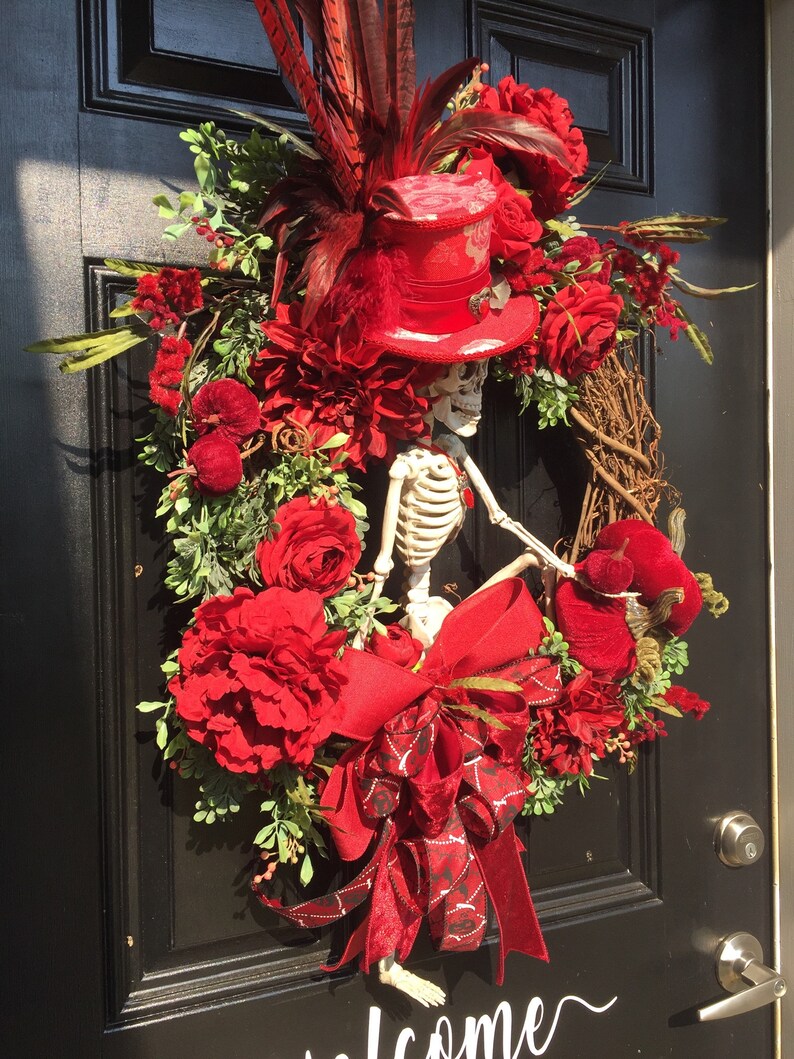 Mr Bones Skeleton Wreath Halloween Porch Decorspooky - Etsy