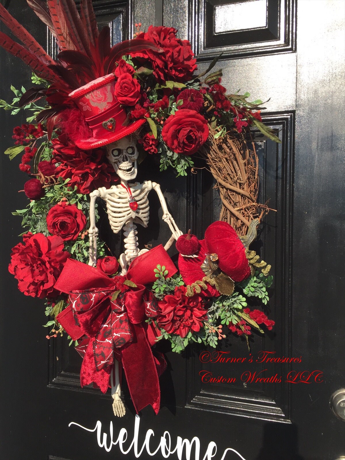 Mr Bones Skeleton Wreath Halloween Porch DecorSpooky | Etsy