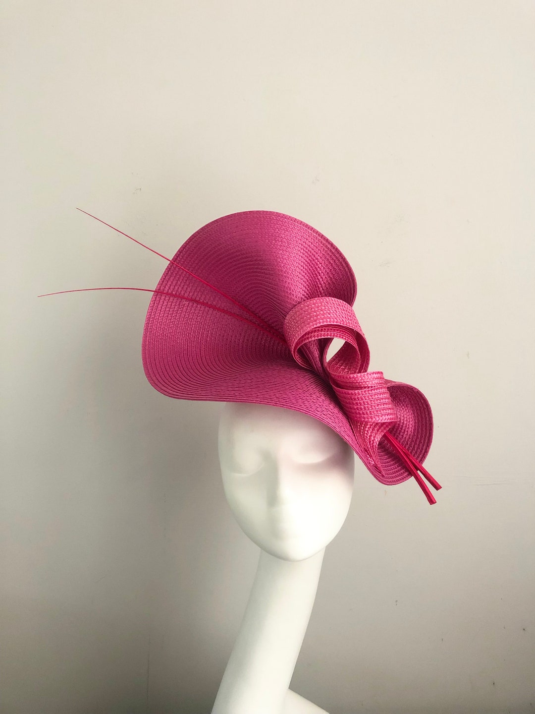 Hot Pink Hat With Swirls and Quills Royal Ascot Races Kentucky Derby ...