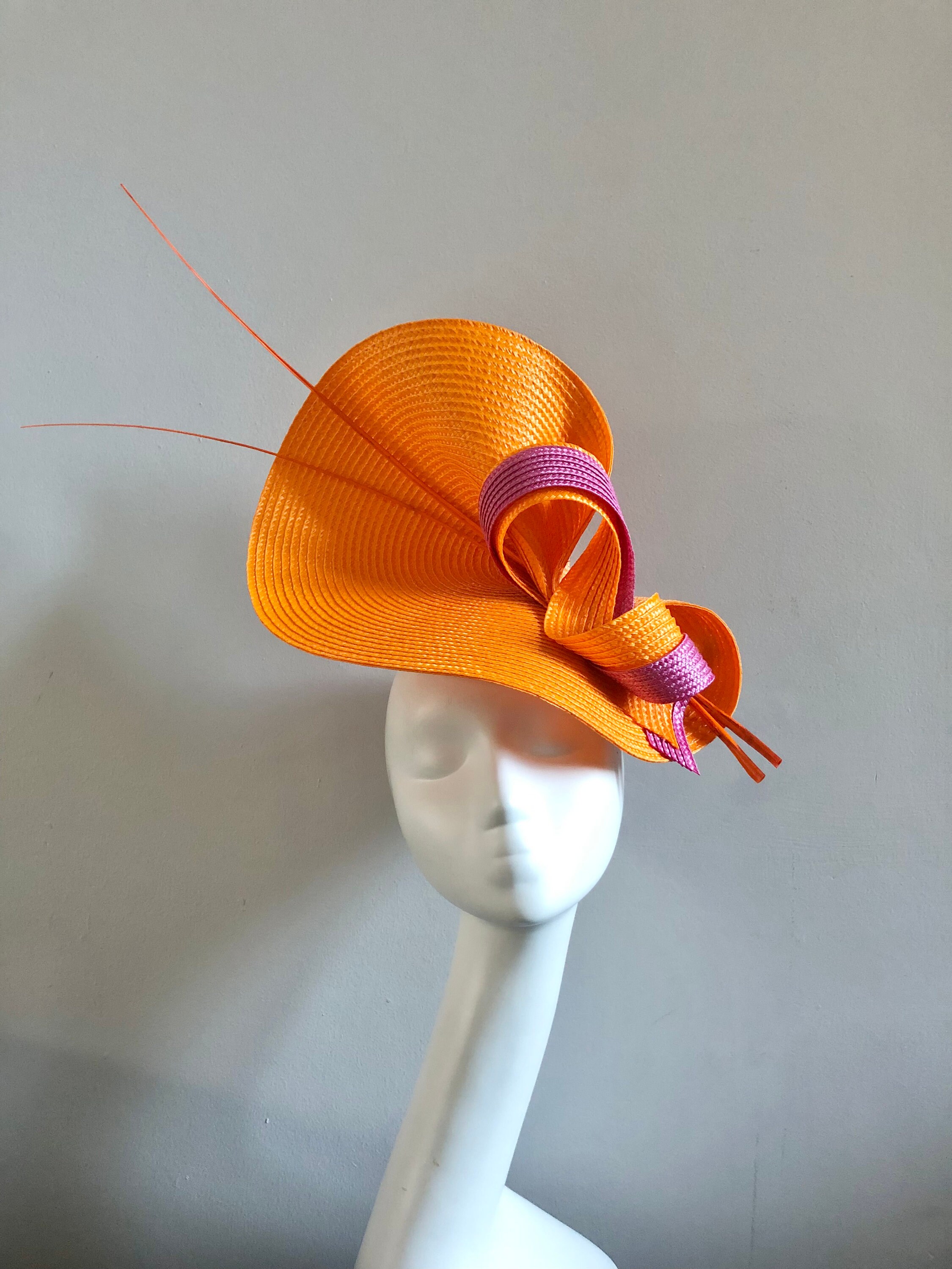 Orange Hot Pink Hat Quills Mother of Bride Groom Royal Ascot - Etsy UK
