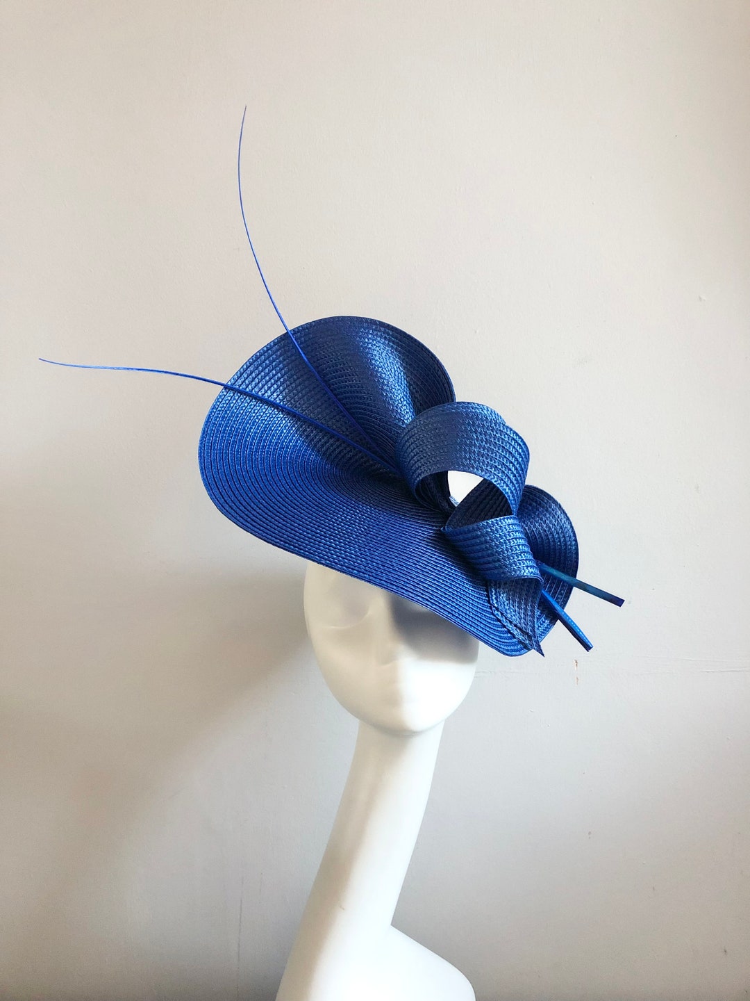 Royal Blue Hat Matching Swirls Quills Fascinator Headpiece Royal Ascot ...