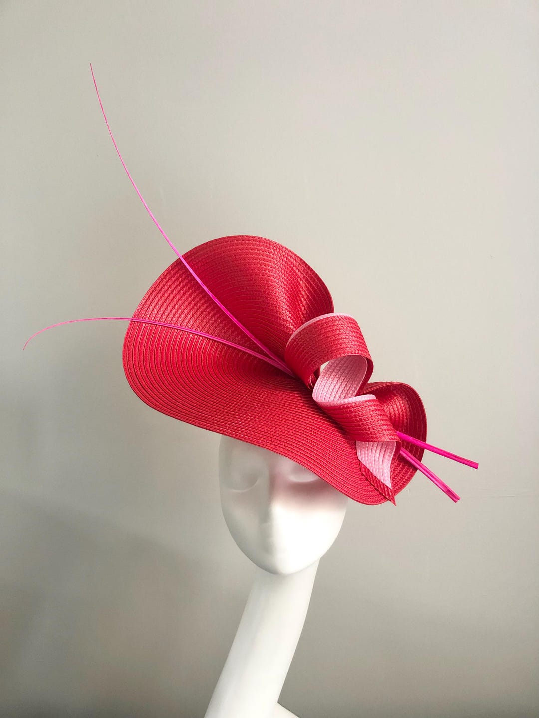 Red Pink Hat Fascinator Royal Ascot Formal Occasion Wedding Guest ...