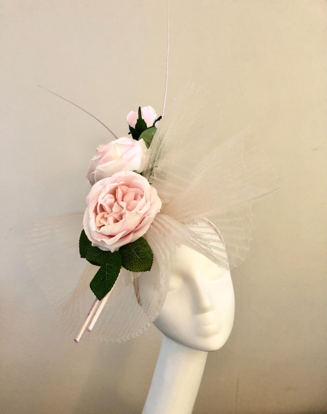 Light Pink Crinoline Hat Headpiece Fascinator Wedding Formal Occasion ...