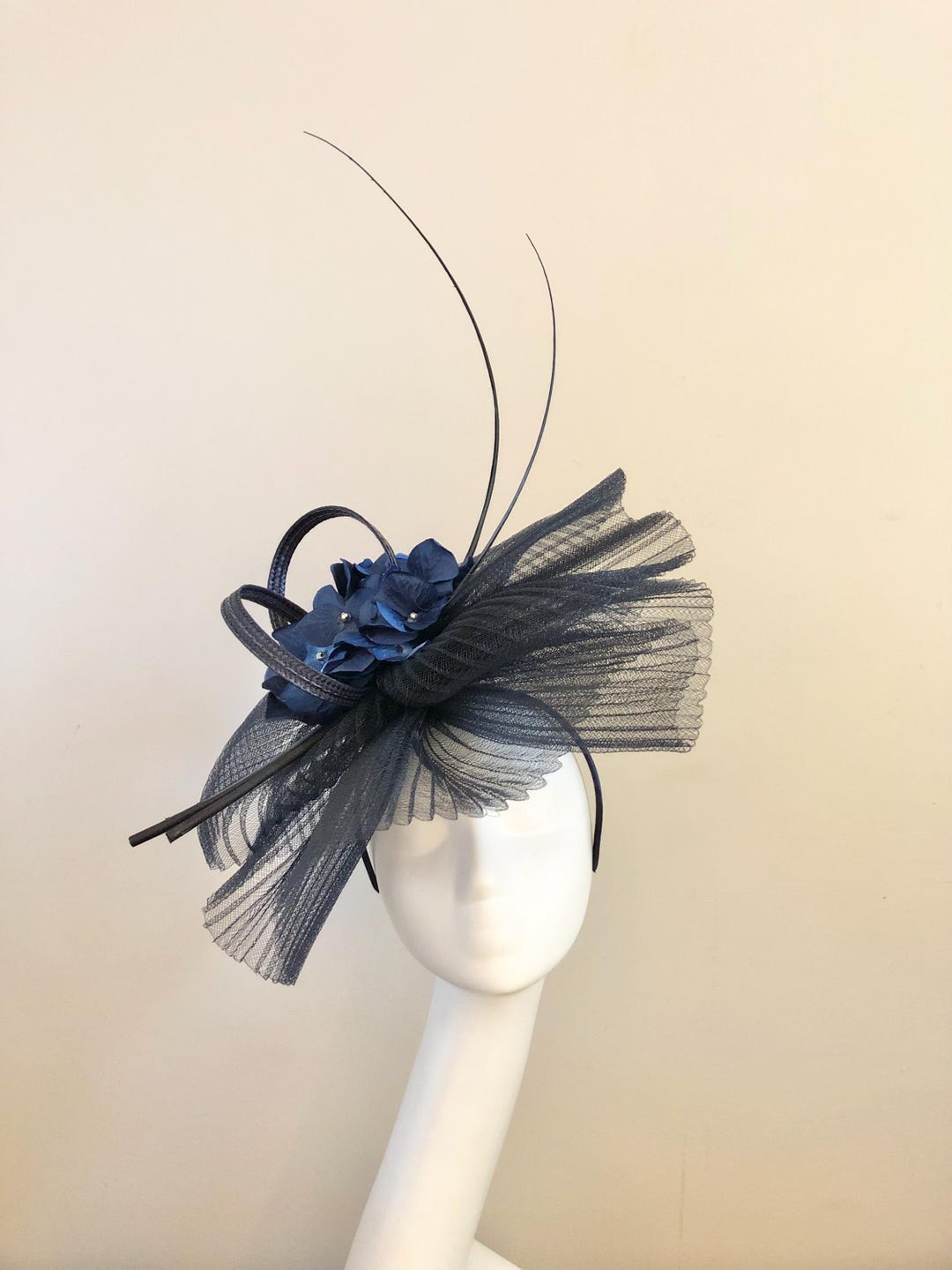 Navy Crinoline Hat Fascinator Headpiece Royal Ascot Kentucky Derby ...