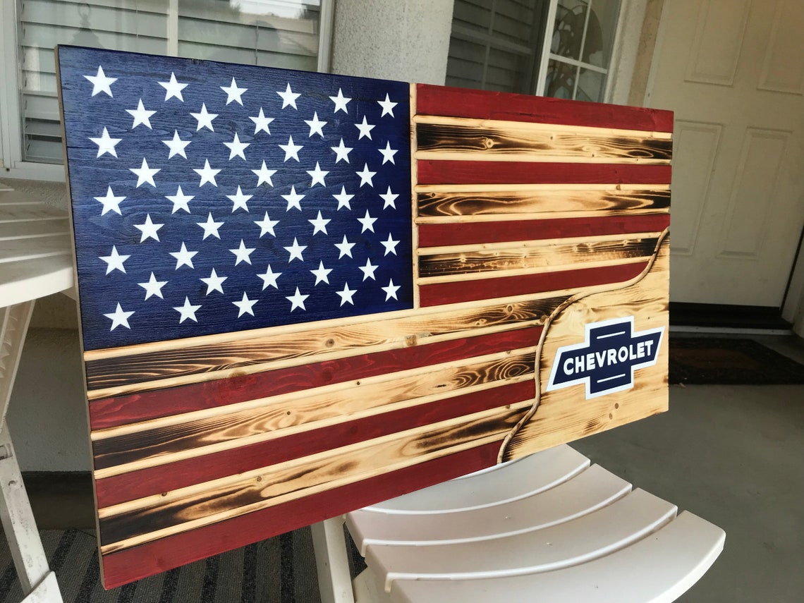 Handmade Wood Chevy Flag: Rustic Home Decor (20x36) - Etsy