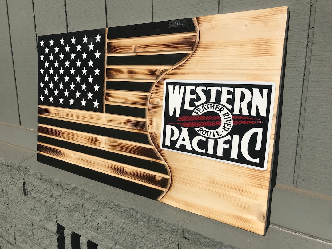 Western Pacific Railroad Flag: Handmade Wood Wall Decor (20x36) - Etsy