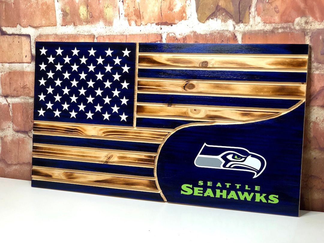 Handmade Seahawks Wood Flag: Routered American Flag (20x36) - Etsy