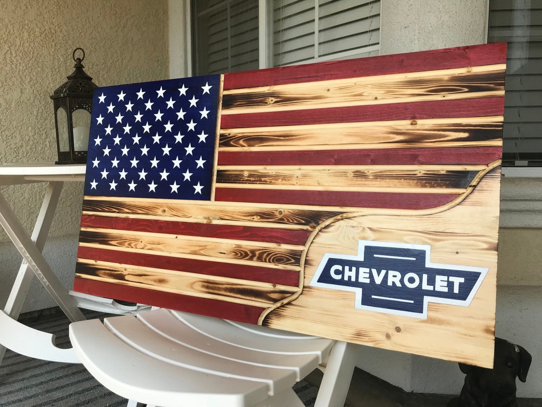 Handmade Wood Chevy Flag: Rustic Home Decor (20x36) - Etsy