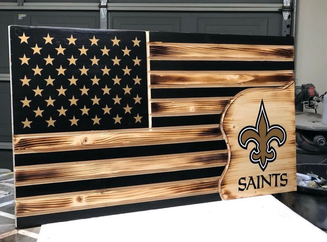 New Orleans Saints Gift | Wood Flag | Football Gifts | - Etsy