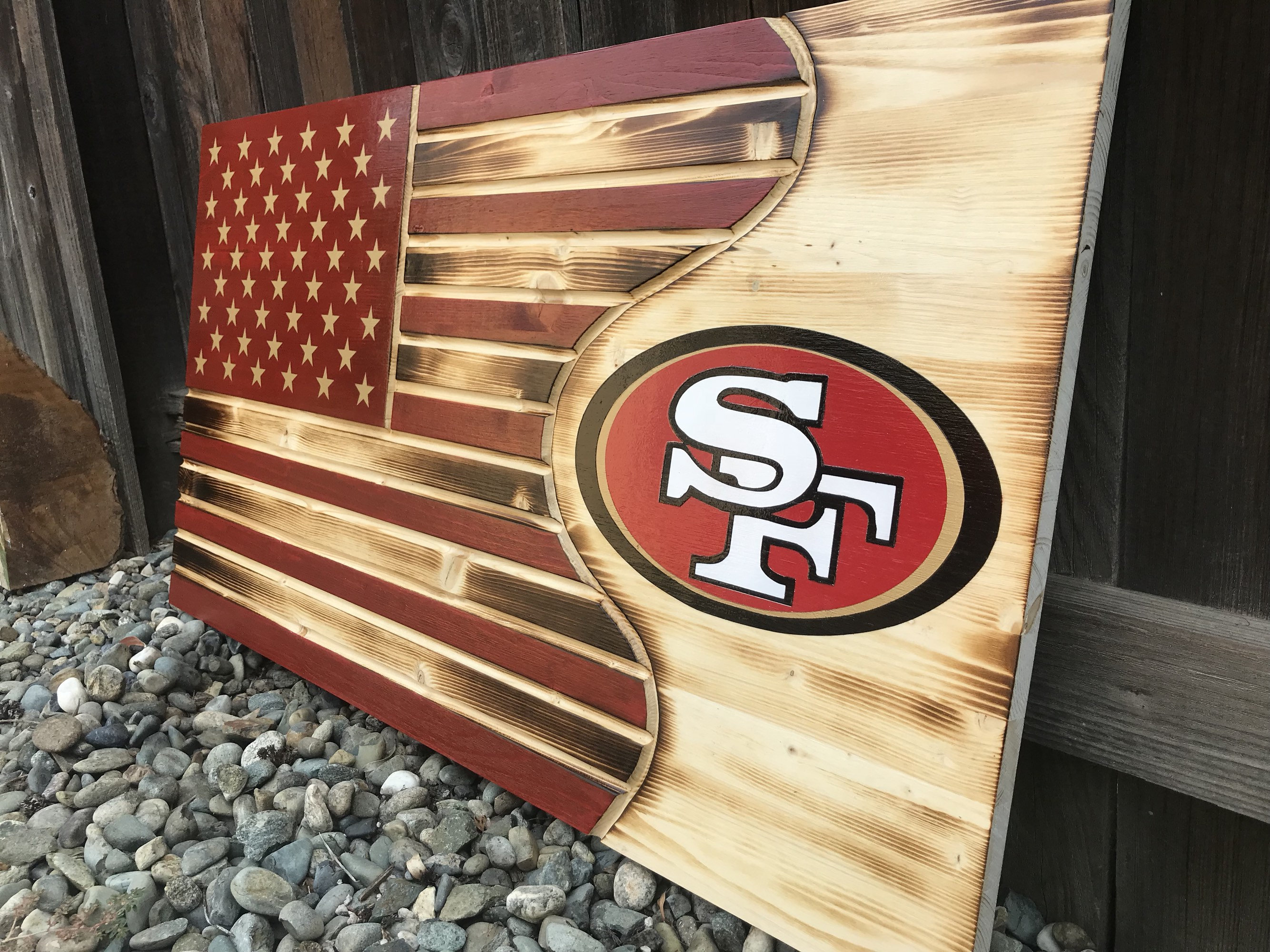 49ers Flag Home Decor Wood Flag Football - Etsy