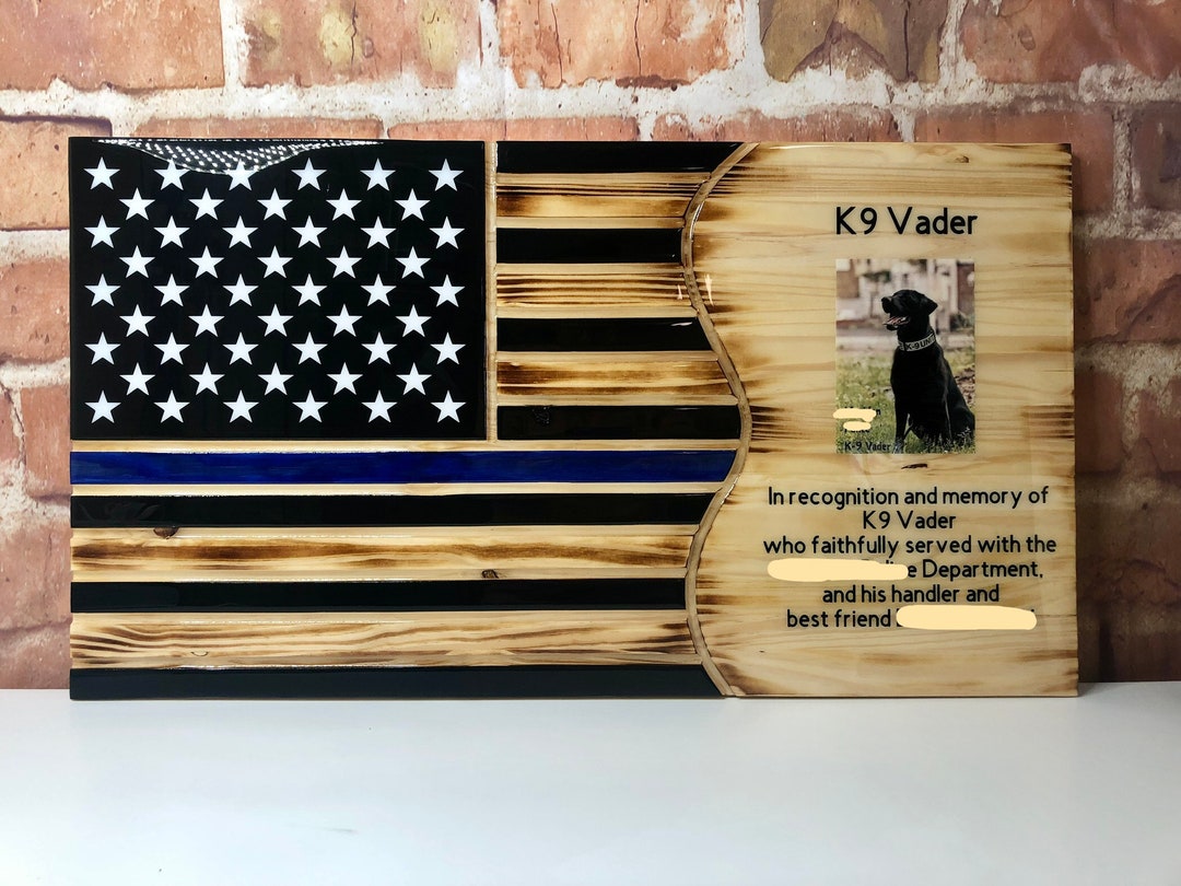 K9 Flag | Custom K9 Flag | Thin Blue Line | American Flag | Wood Flag ...