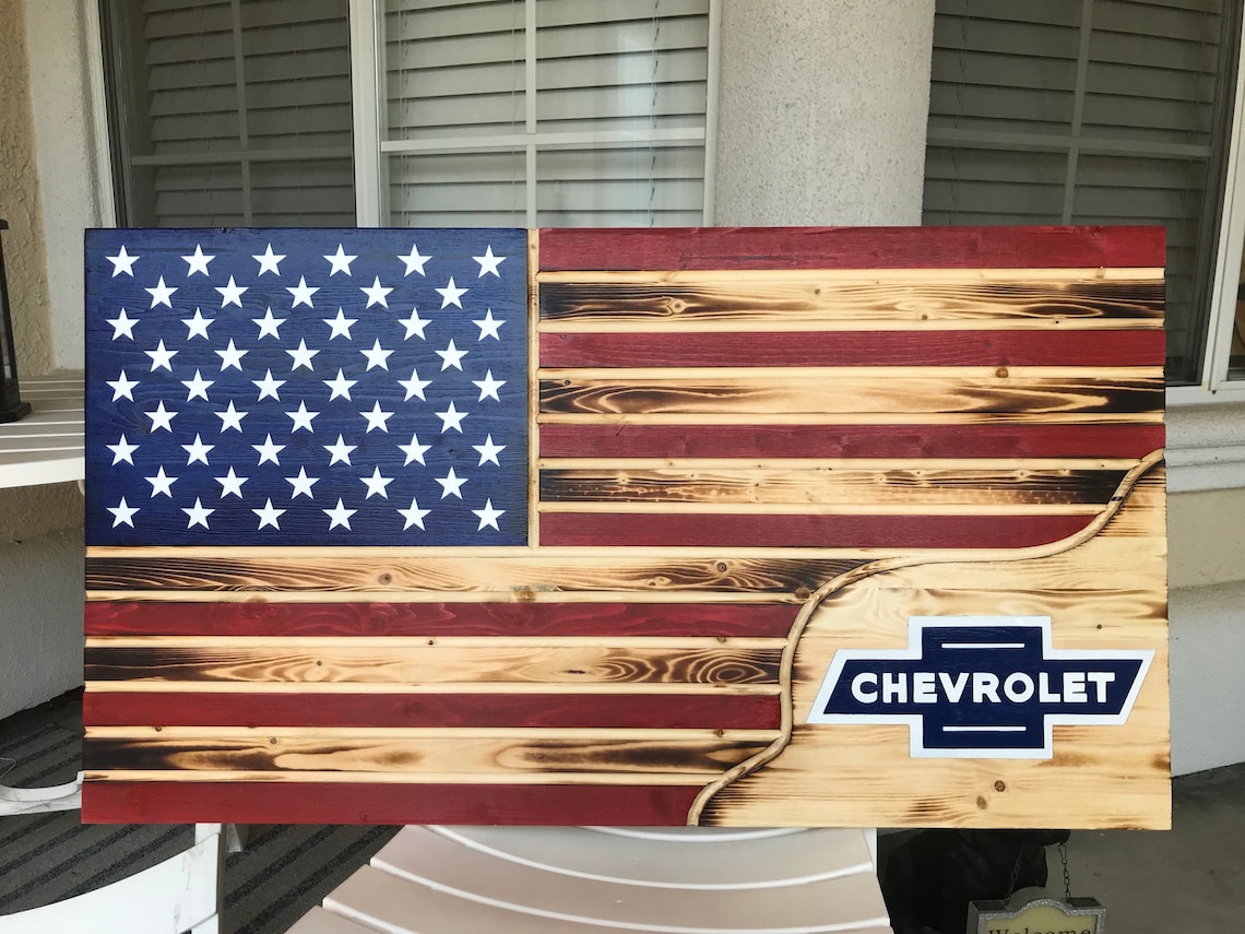 Handmade Wood Chevy Flag: Rustic Home Decor (20x36) - Etsy