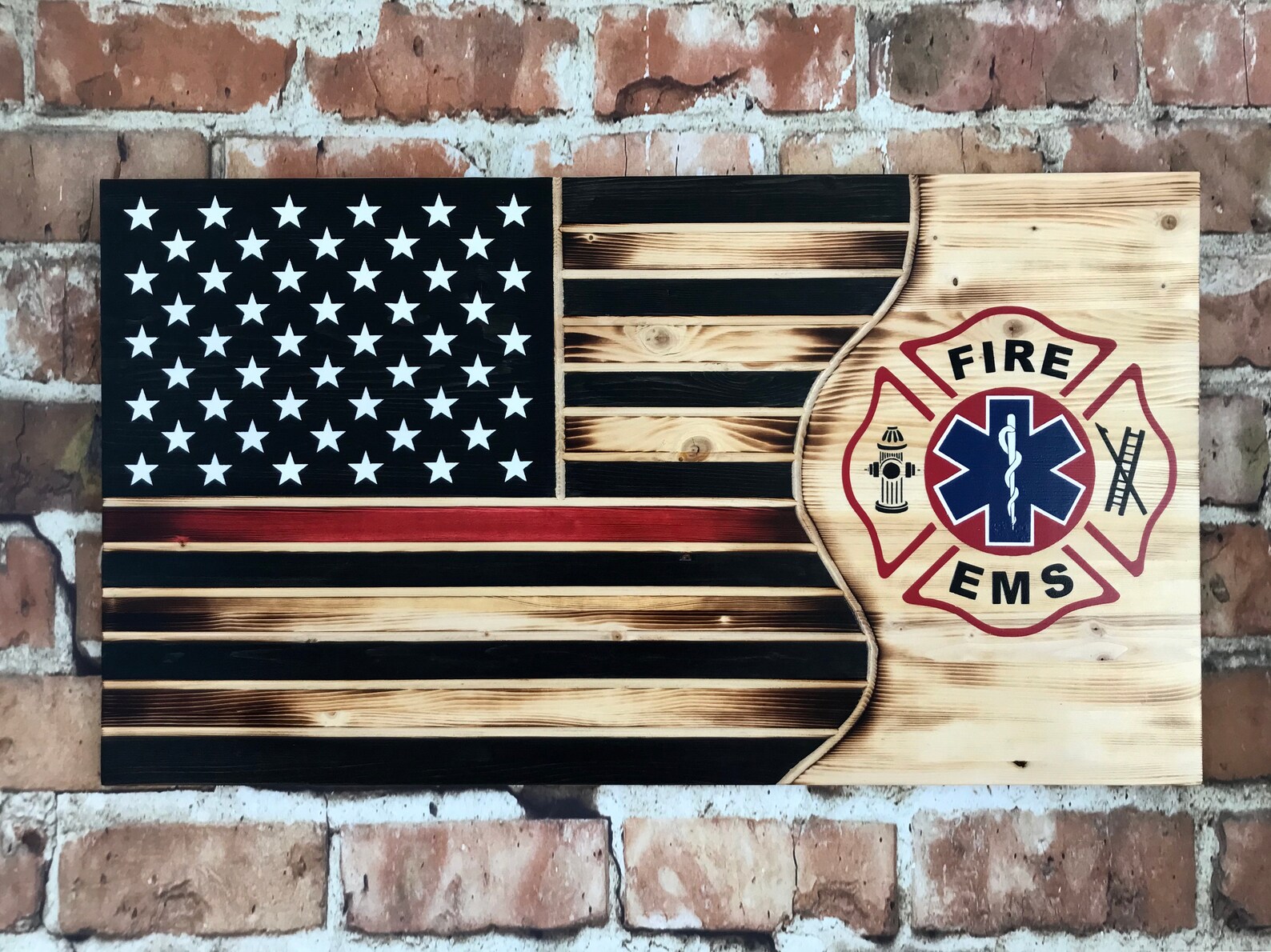 Firefighter/paramedic Flag Wood Flag Home Decor Custom - Etsy