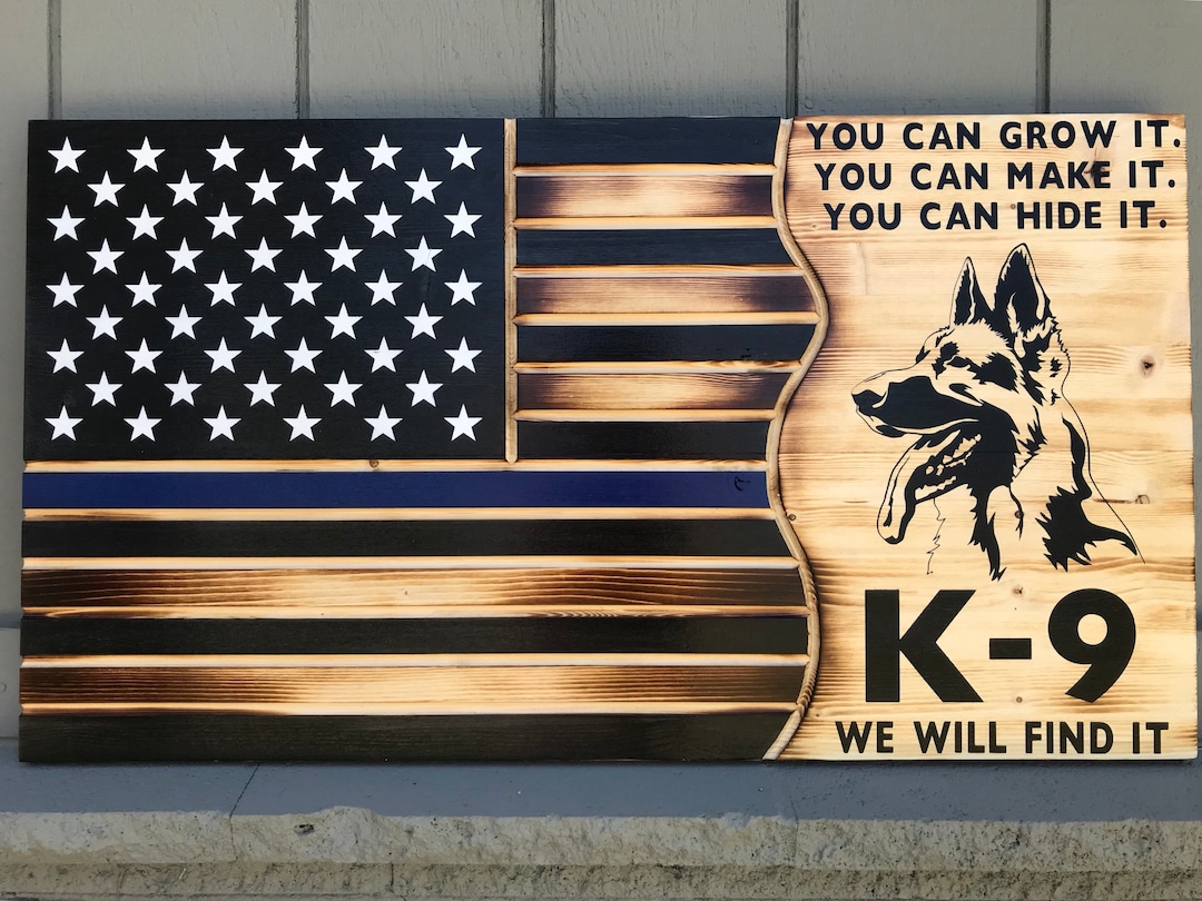 Thin Blue Line Flag Wood Flag K9 Officer Flag - Etsy