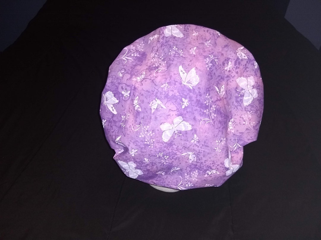 Bouffant Style Scrub Cap.purple With Bufferflies - Etsy