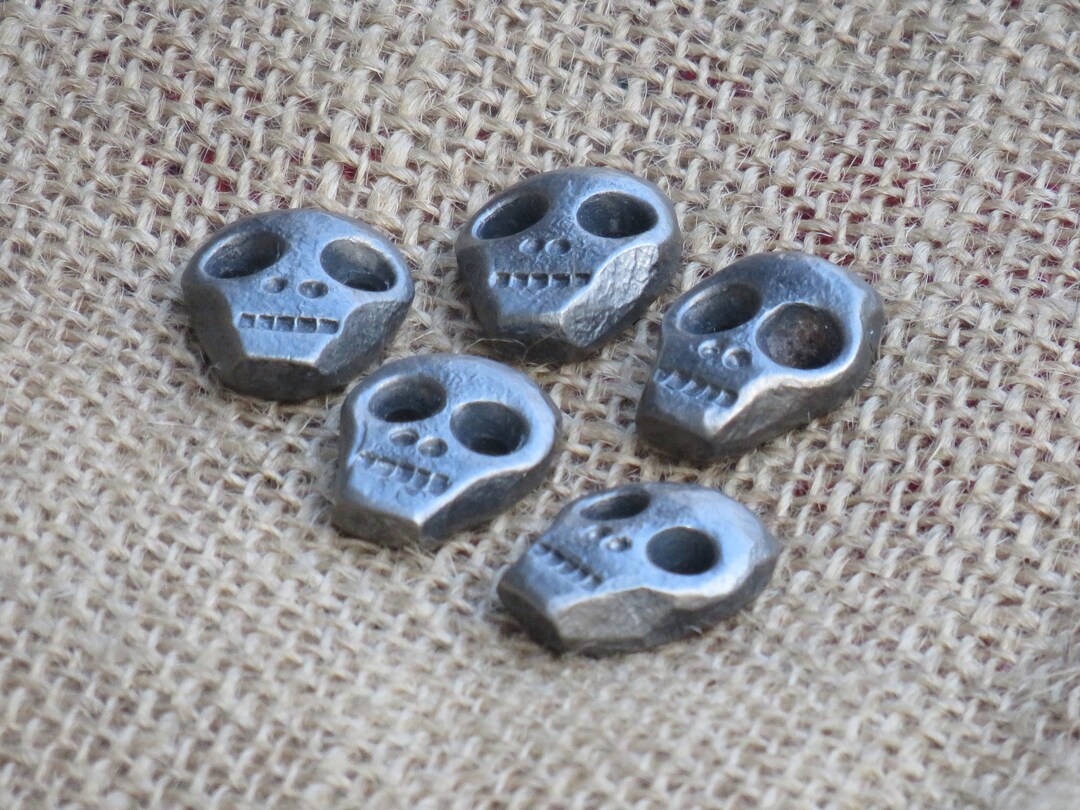 5 Hand Forged Steel Skull Buttons, Punk Goth Pirate Clothing - Etsy