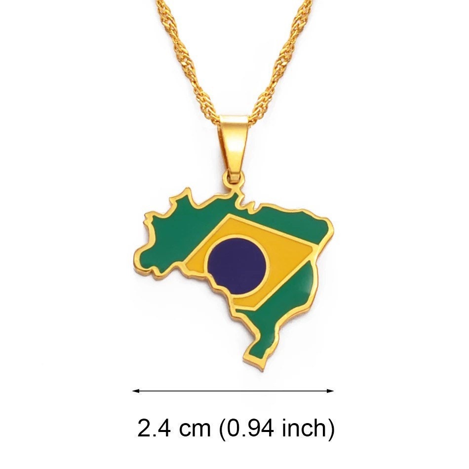 Brazil brasil Pride Flag Necklace brazilian Afro - Etsy
