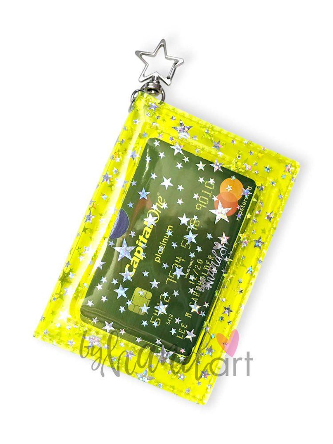 Holographic Stars Slim Wallet: Clear Vinyl Card Holder With Keyring - Etsy