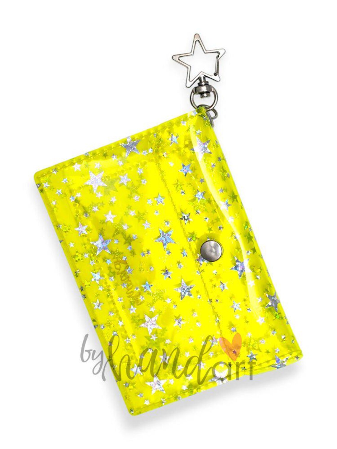 Holographic Stars Slim Wallet: Clear Vinyl Card Holder With Keyring - Etsy